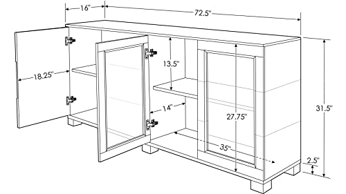 Zuri Furniture Hayes Modern Cabinet with Glass Doors - Black Oak