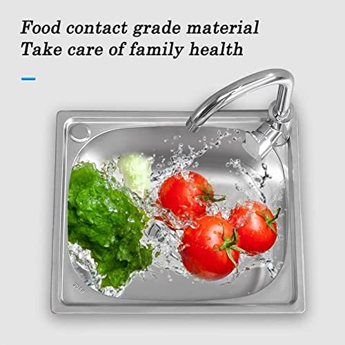 Stainless Steel Small Sink Kitchen Basin With Stand, Home Simple Laundry Sink With Faucet, Ready Practical Freestanding Vanity Multipurpose Sink, Commercial Sink For Laundry/Backyard/Garage (Size