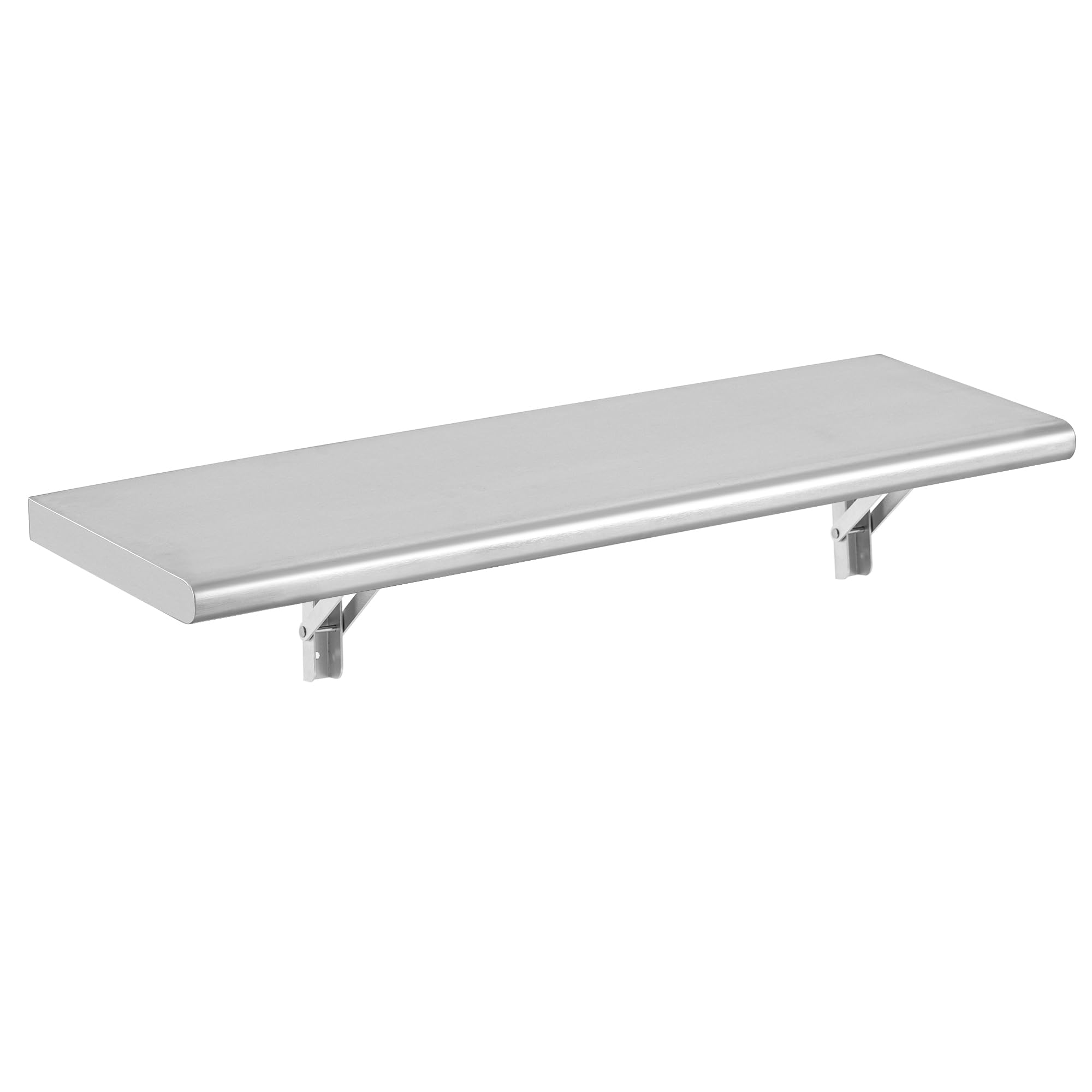 Concession Shelf 48"L x 12"W，22 gauge ASTM 304 Stainless Steel Folding Serving Food Shelf ，Wall Mount Shelving , Stainless Steel Shelf For Food Truck, grill area,BBQ working table, Restaurant .NSF