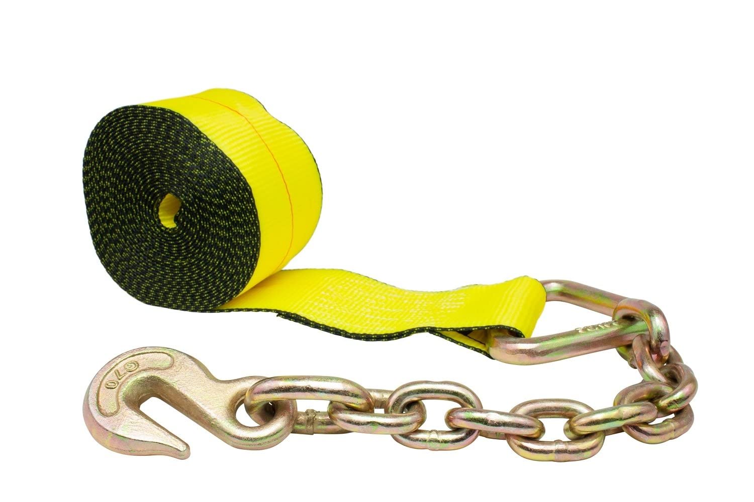 Mytee Products 4 Pack 4" x 40' Heavy Duty Winch Straps with Chain Anchor WLL# 5400 LBS - Flatbed Tie Down Truck Straps - 4 Inch Cargo Control for Flatbed Truck Utility Trailer