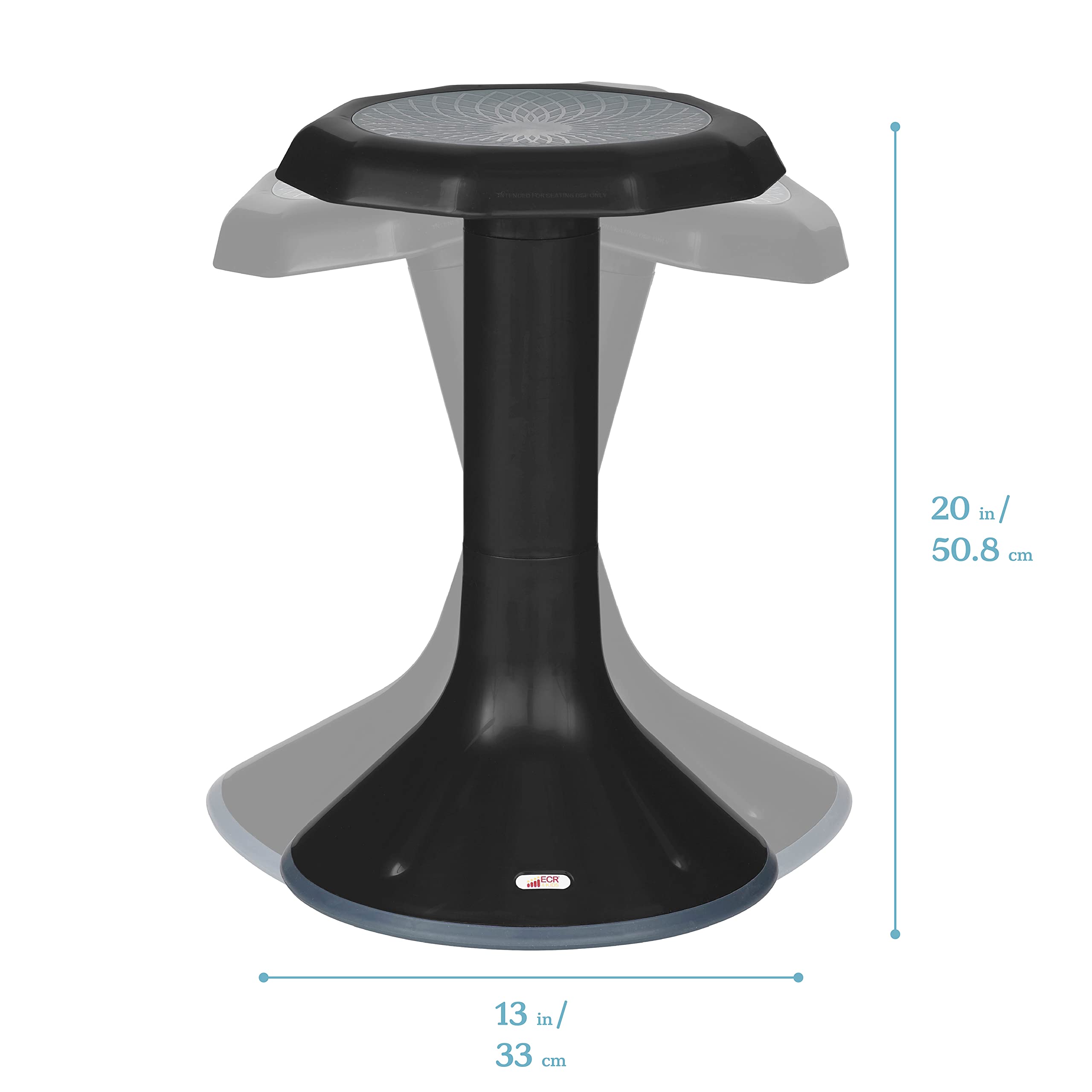 ECR4Kids ACE Active Core Engagement Wobble Stool, 20-Inch Seat Height, Flexible Seating, Black