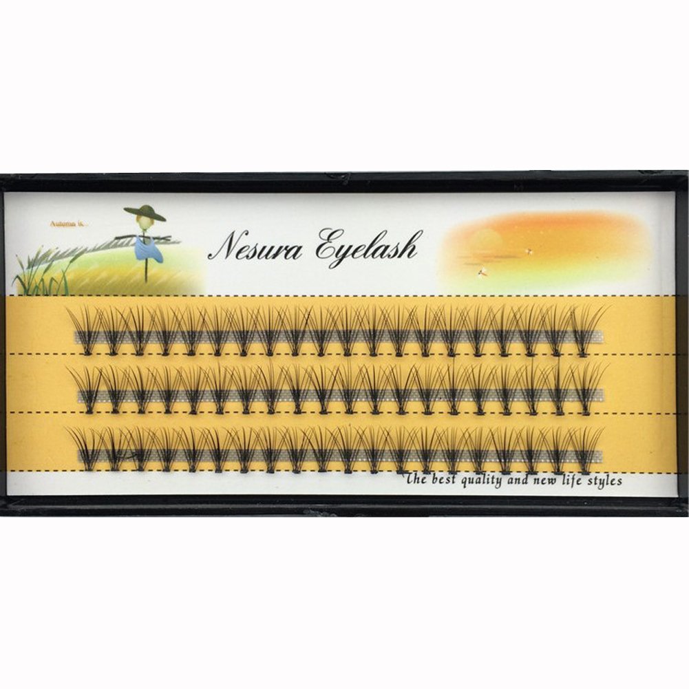 BODERMINCER 10D 60pcs Black Handmade False Eyelashes Natural Long Individual Eyelashes Extension Fake Lashes Makeup Beauty Cosmetic (12mm)
