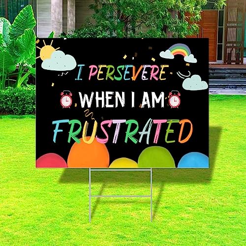 I Persevere When I'am Frustrated Yard Signs 18x24 Inch Welcome Back Banner Yard Sign Yard Signs with Stakes 18x24 2-Sided Print for Lawn Outdoor Decoration Heavy Duty Rust