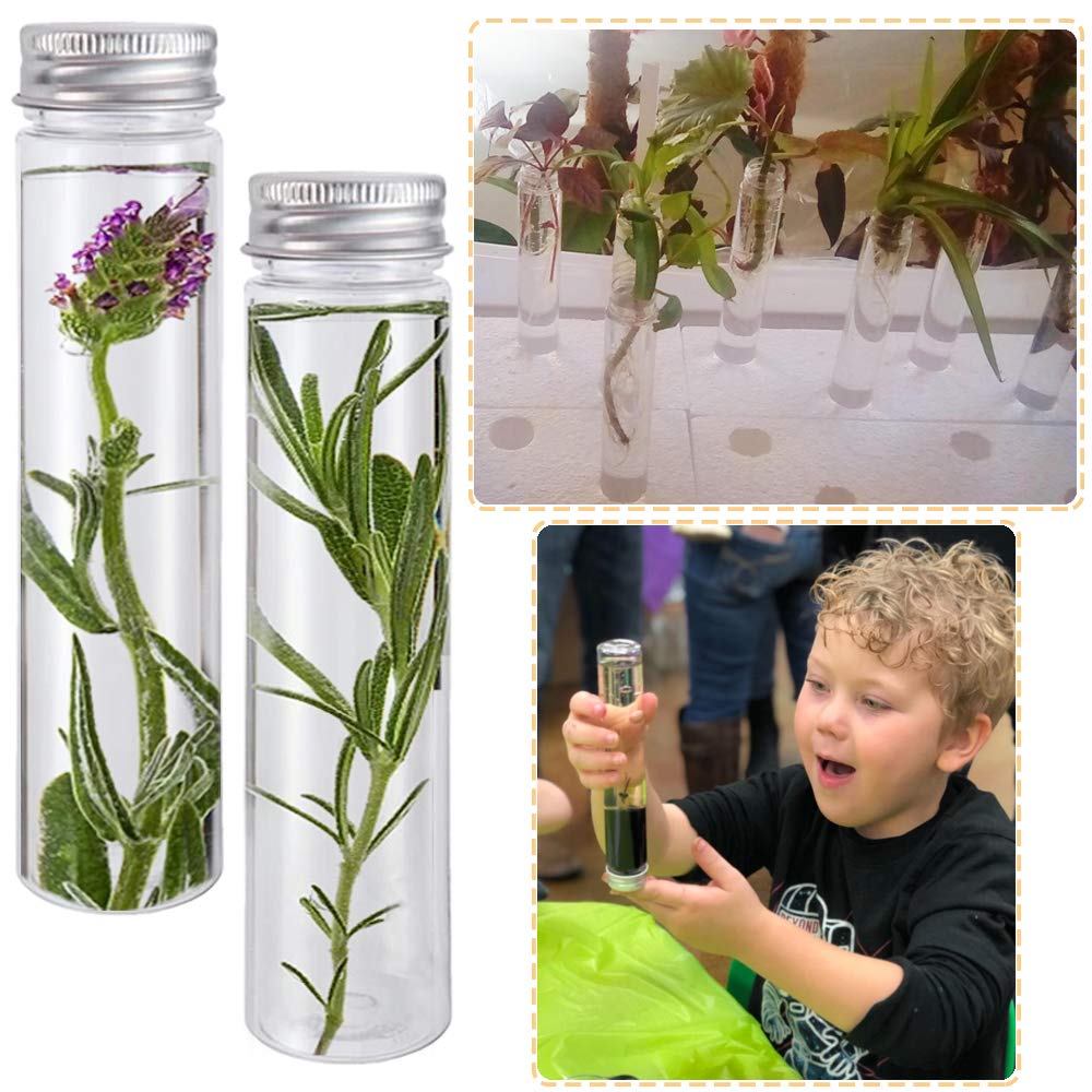 Haawooky 18 Pack 115 ml Clear Plastic Test Tubes with Screw Caps Flat-Bottomed Bath Salt Containers,Candy Containers for Wedding Party Christmas Décor