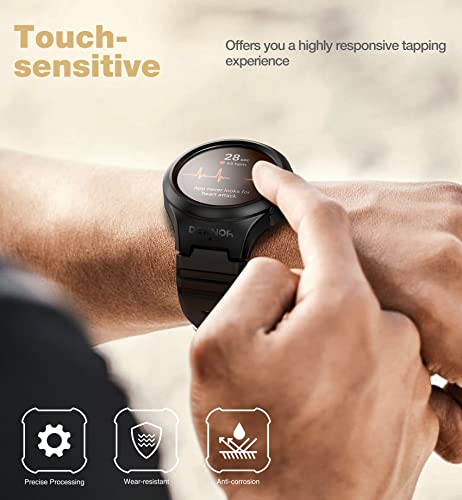 Dexnor for Galaxy Watch 4,Galaxy Watch 5 Case with Band 44mm,[Built-in Adjustable Band & Screen Protector] Rugged Military Grade Shockproof Cover with Band for Samsung Watch 4/5-44mm Women Men-Black