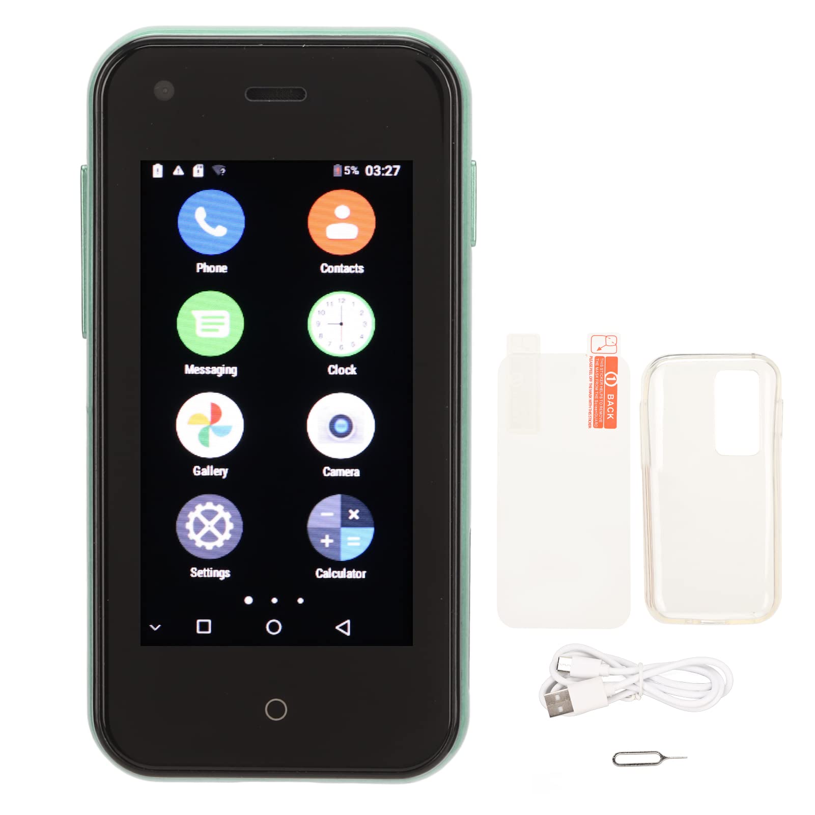 D18 Mini Phone, 2MP Rear 0.3MP Front 1GB RAM 8GB ROM 2.5 Inch High Definition Screen 3G Mini Smartphone One Piece for Work (Green)