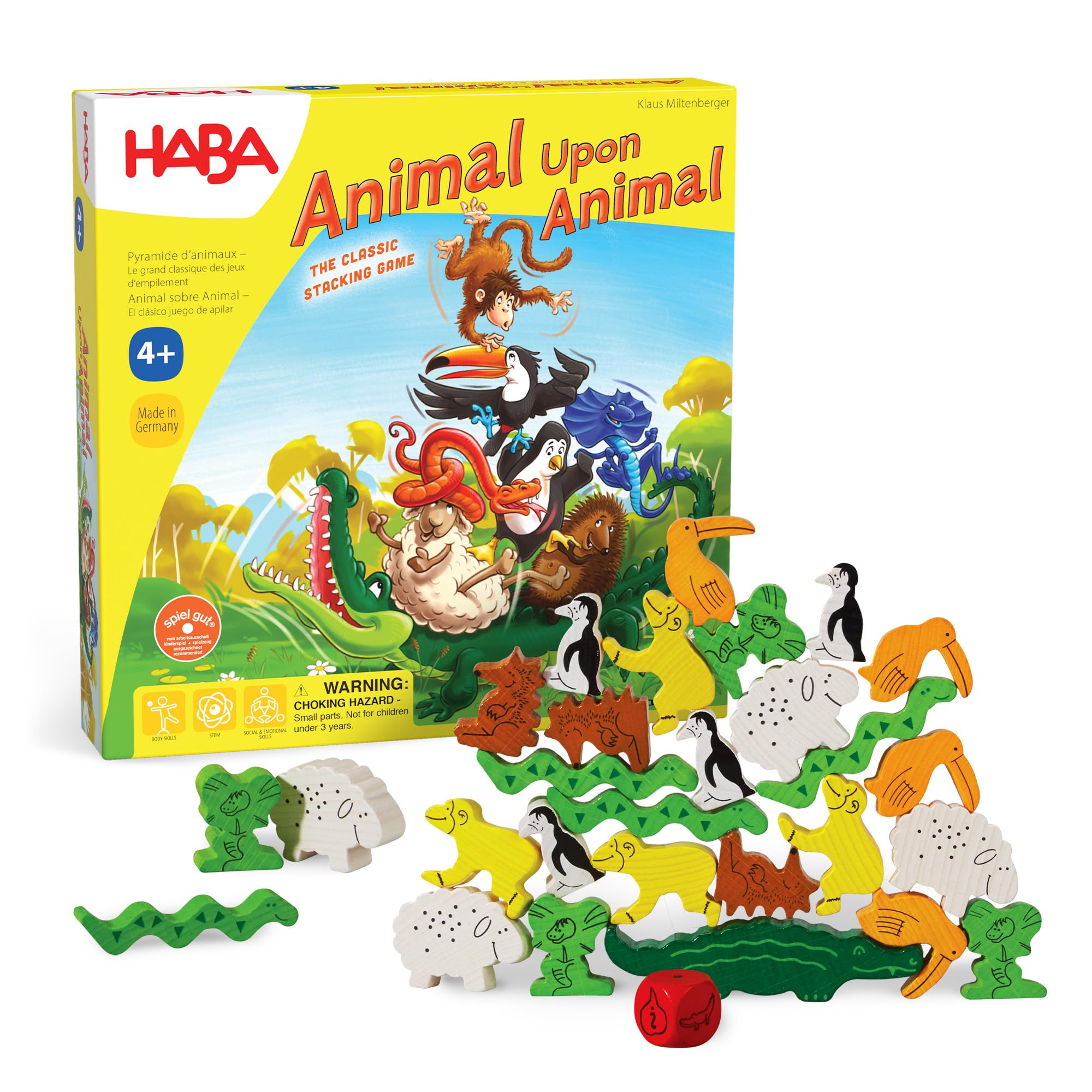 HABA Animal Upon Animal - Classic Wooden Stacking Game Fun for The Whole Family (Made in Germany)