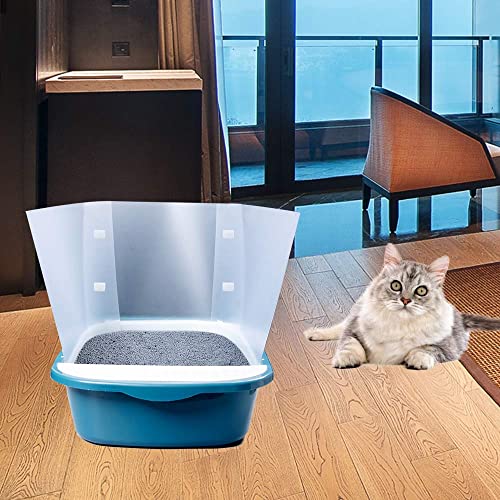 Deapher 3 Pcs/Set High Sided Cat Litter Box Pee Shields, 14.8"x 11" Tall Litter Box Splash Guard, Transparent Pee Privacy Shields for Open Top Litter Box, Easy to Clean (Litter Box Not Included)