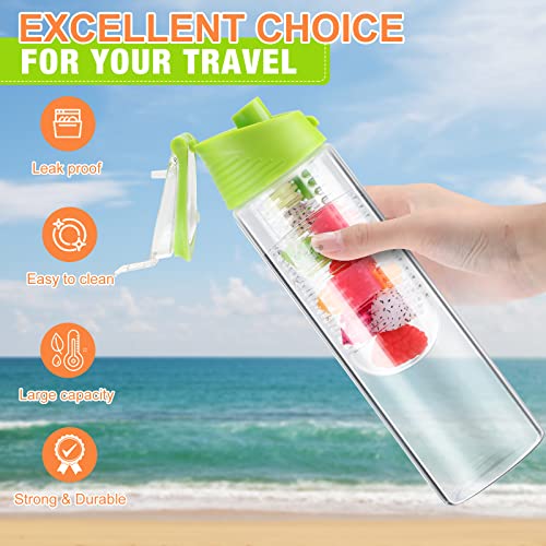 Lallisa 4 Pieces 28 oz Fruit Infuser Water Bottle Leakproof Water Infuser Bottle Large Capacity Plastic Infused Water Bottles for Women Men Gym Bike Camping Travel Tea Drink Gift, Multicolor