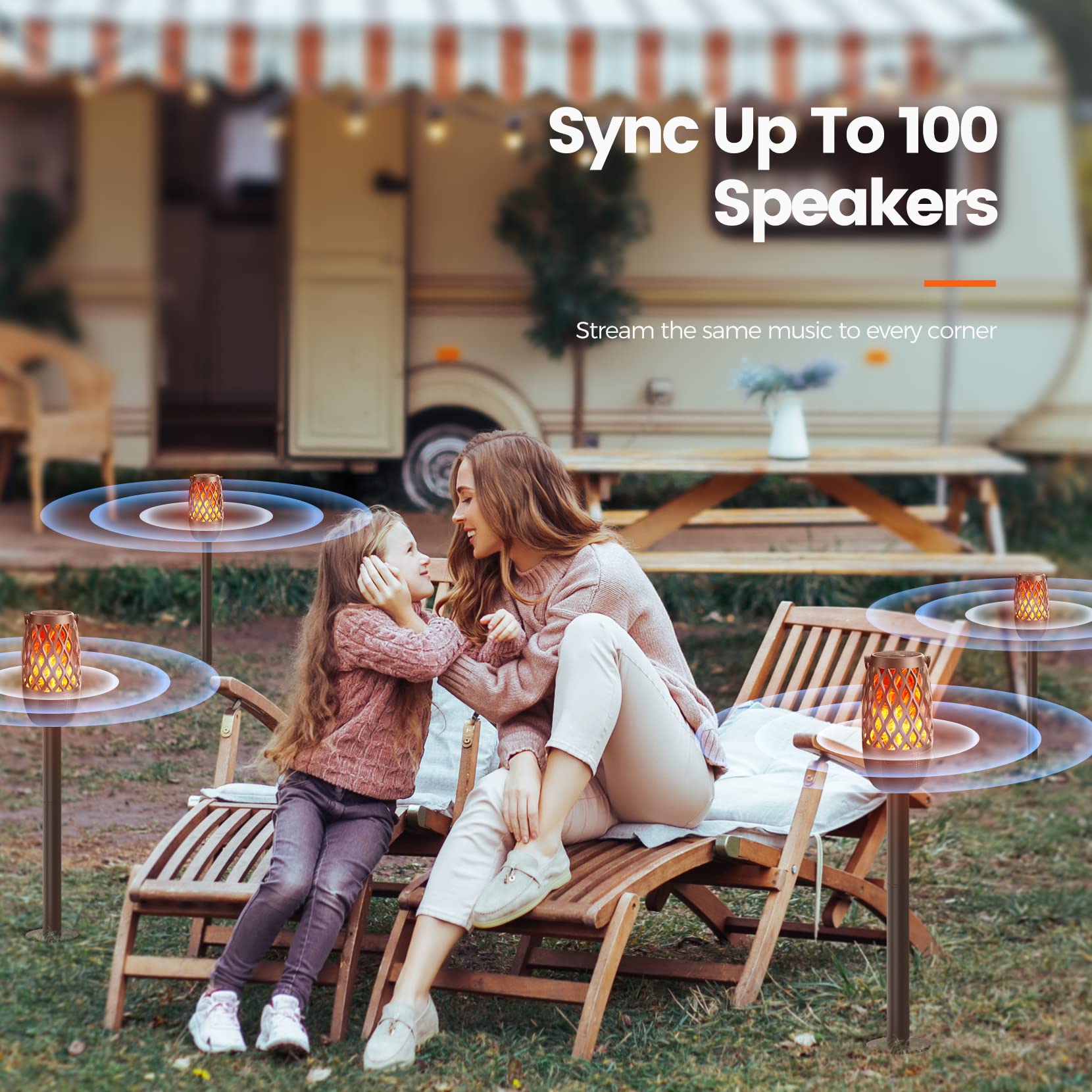 Outdoor Bluetooth Speaker, Gifts for Men Women, Hot Tub Accessories, LED Atmosphere Speaker Portable Waterproof Party Speaker, BT5.0, Electronic Gadgets, Wall Mount&Hook&Stake,