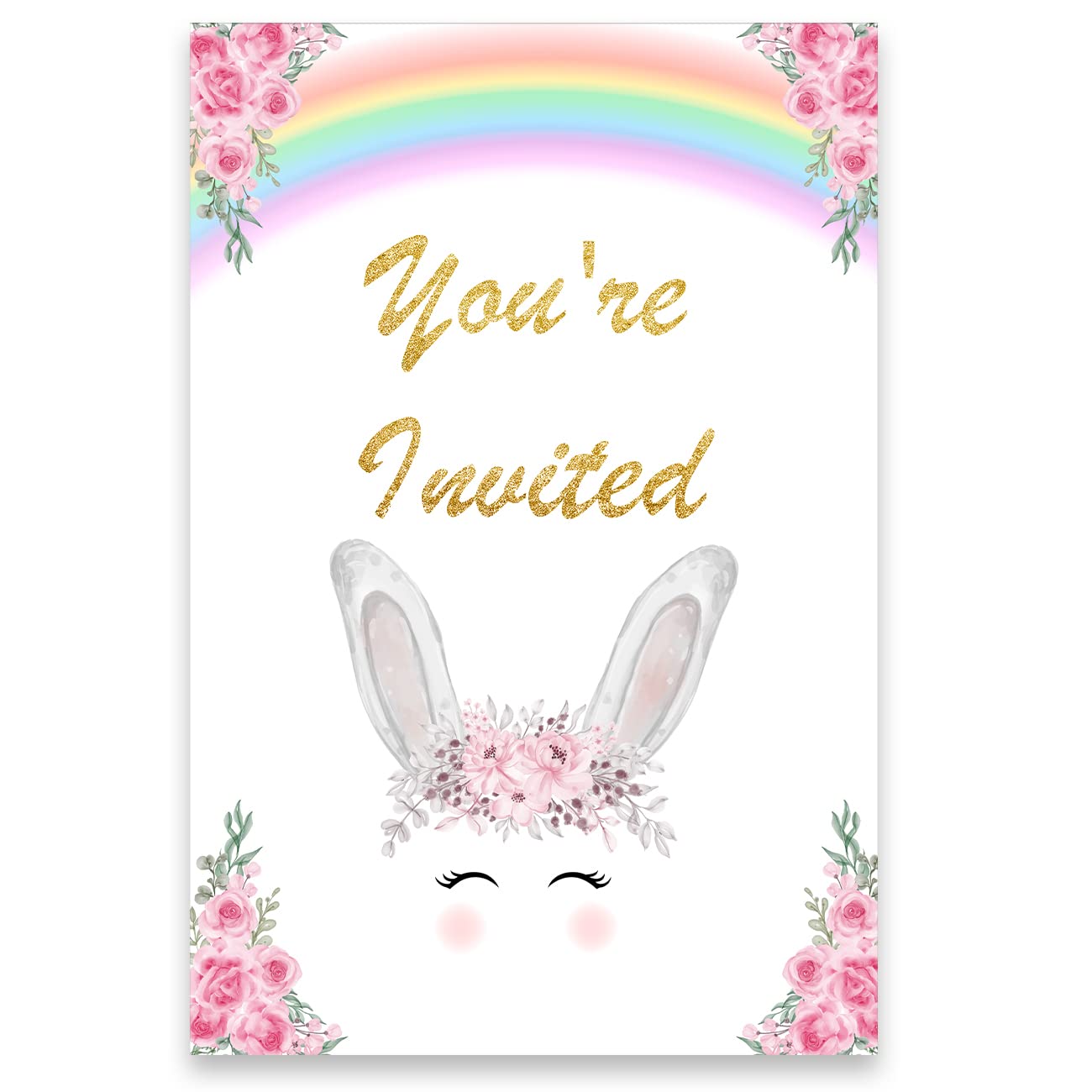 Rainbow Bunny Birthday Party Invitations with Envelopes Set of 20 Floral Some Bunny Birthday Party Invites Fill in Blank