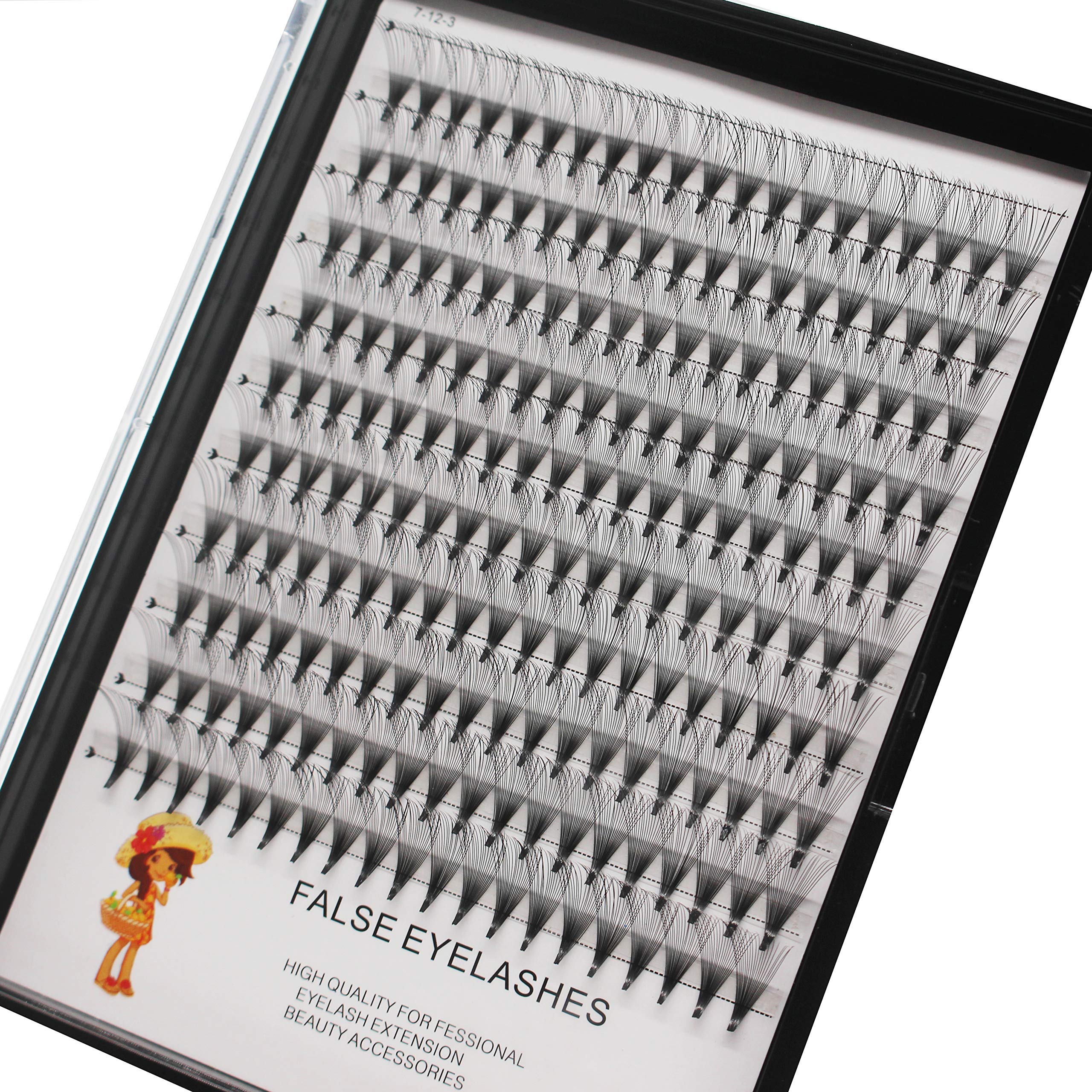 Bodermincer 200pcs 20D Premade Volume Fans Eye Lashes Extensions Thickness 0.07mm 8-16mm to Choose Black Soft Individual False Eyelashes Makeup Fake Lashes Cluster（12mm）