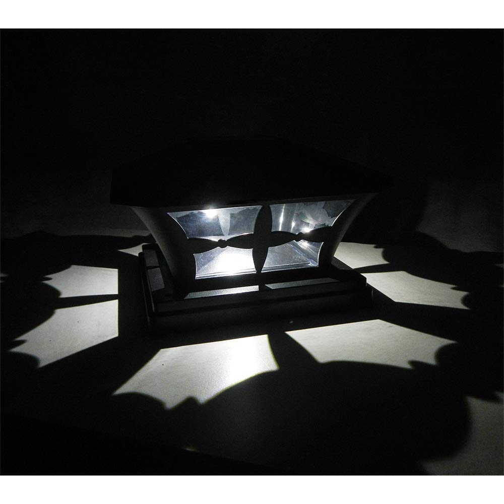 iGlow 1 Pack Brown Outdoor Garden 6 x 6 Solar SMD LED Post Deck Cap Square Fence Light Landscape Lamp PVC Vinyl Wood