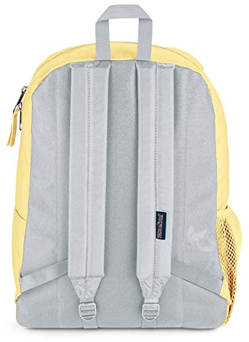 JanSport Cross Town Backpack, Pale Banana, 17" x 12.5" x 6" - Simple Bookbag Adults with 1 Main Compartment, Front Utility Pocket - Premium Accessories