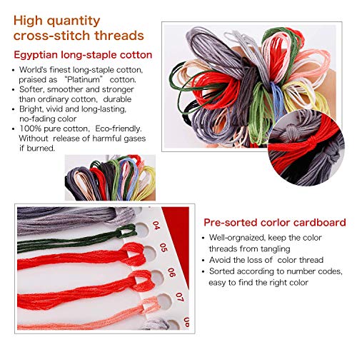 ITSTITCH Cross Stitch Kits for Adults 3 Pack Flowers Crossstitching Kits Preprinted 11CT Printed Cross Stitch Kits for Beginner Prestamped Easy Pattern Needlepoint Kits Crafts for Decor 7.5x15 inch