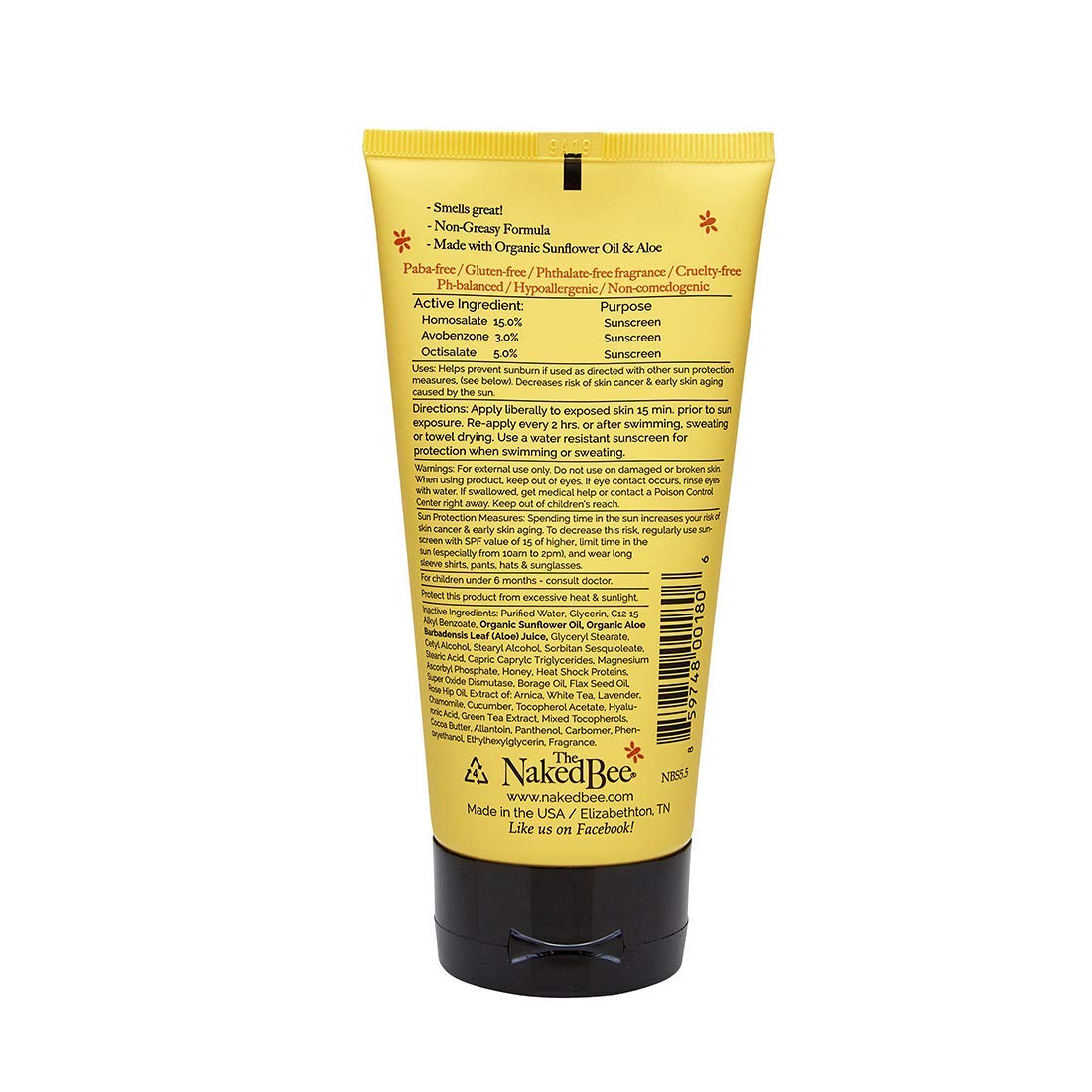 The Naked Bee Vitamin C Face & Body Sunscreen Protection (5.5 Oz) - Suncreen Moisturizing Vitamin C Cream - Sunblock - Sunflower Oil & Aloe with Spf 30