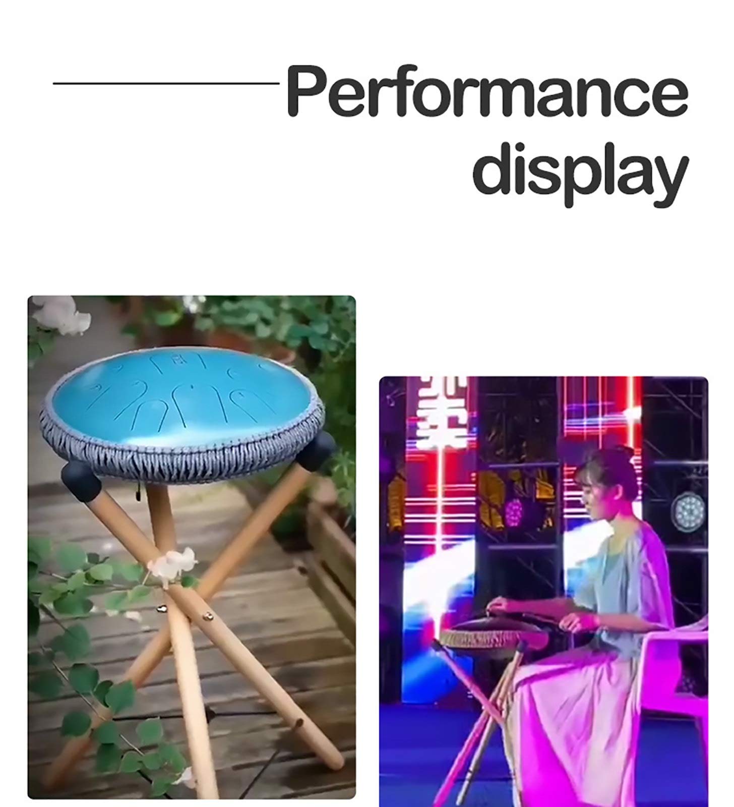 QiaoDongDian Wooden Steel Tongue Drum Stand Foldable,Handpan Drum Stand, Tripod Base,for 10 to 22 Inch Drum Percussion Instrument,Securely Holds Your Instrument. (Color : Dual-use)
