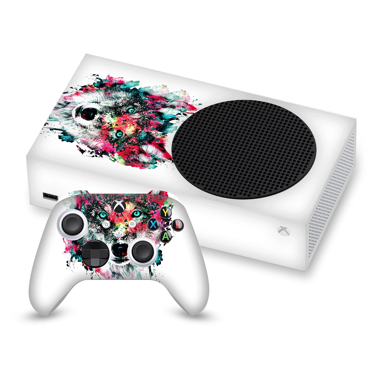 Head Case Designs Officially Licensed Riza Peker Wolf Art Mix Vinyl Sticker Gaming Skin Decal Cover Compatible With Xbox Series S Console and Controller Bundle