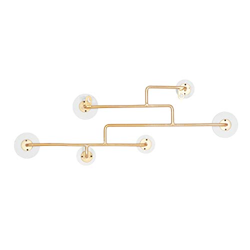 Deco 79 Wood 6 Hangers Wall Hook, 24" x 2" x 7", Gold