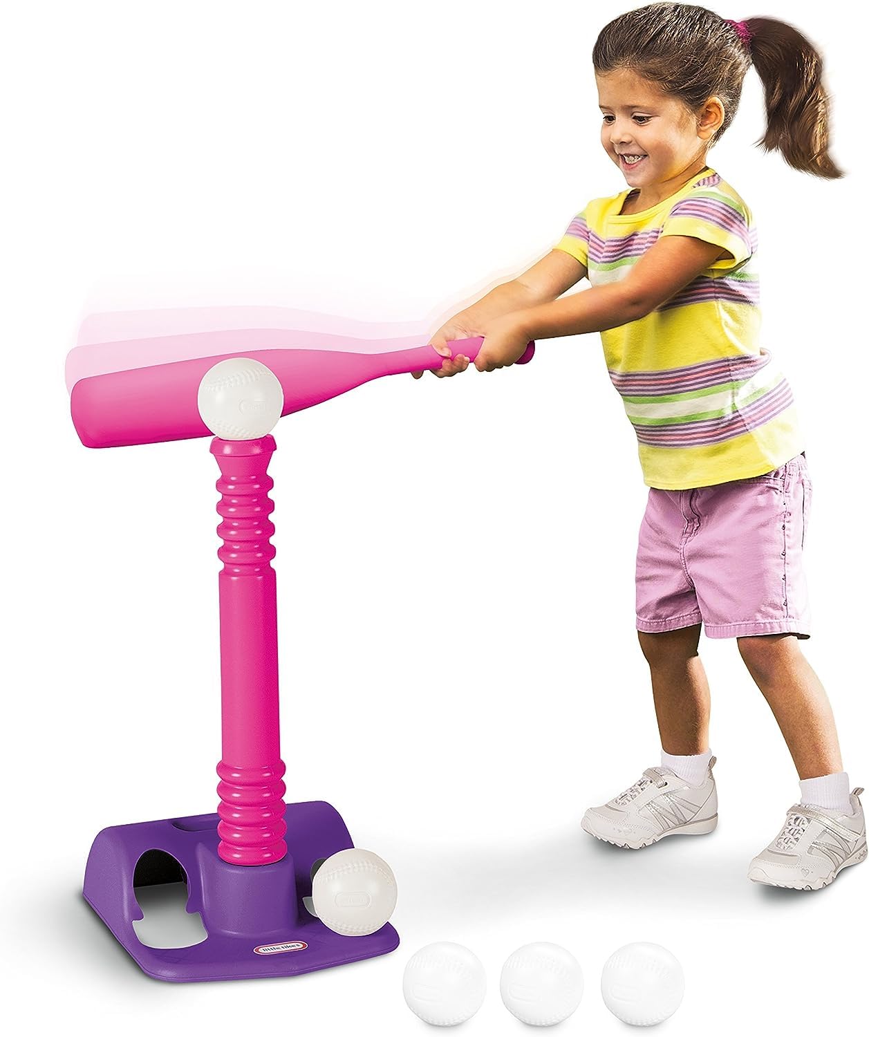Little Tikes Easy Score Basketball Set (Pink, 3-Balls) and T-Ball Set (Pink, 5-Balls) - Bundle