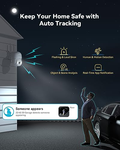 blurams 2K Security Camera Outdoor, 360° PTZ Cameras for Home Security Outside with Motion Detection Tracking, Color Night Vision, Two-Way Audio, IP66 Weatherproof, 2.4GHz Wi-Fi, Works with Alexa