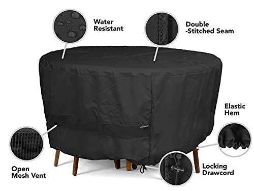 Covermates Round Firepit Cover β Water-Resistant Polyester, Mesh Ventilation, Fire Pit Covers-Black