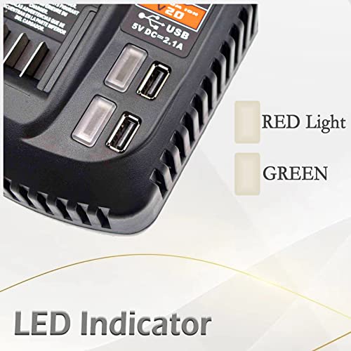 CMCB104 20V Battery Fast Charger with 2 USB Ports Compatible with 20V V20 Lithium Battery CMCB202 CMCB204 CMCB206 CMCB201 CMCB100 CMCB124 Power Tool Charger
