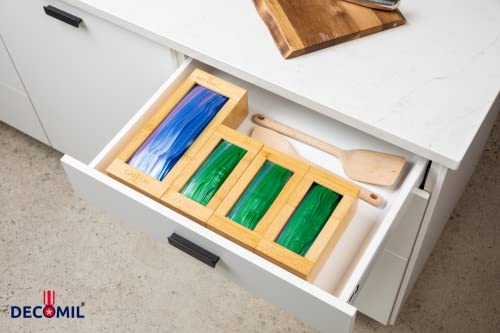 DECOMIL – Ziplock Bag Storage Organizer | Plastic Bag Organizer |Baggie Organizer Dispenser for Drawer | Food Storage Bag Organizer