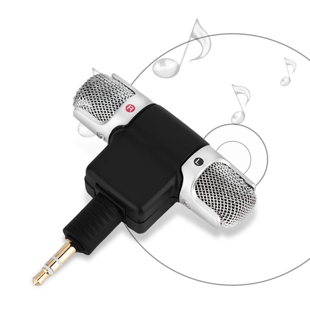 Mini Stereo Microphone for PC Laptop MD Camera, Directional Condenser Flexible Microphone Vlogging Microphone with 3.5mm Gold-Plating Plug