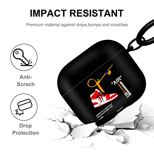Gedicht for Airpods 3rd Generation Case Air Sports Shoes, Protective TPU Soft Cases Cover Rugged for Apple Airpod 3 Case with Keychain for Women Men,Black Red