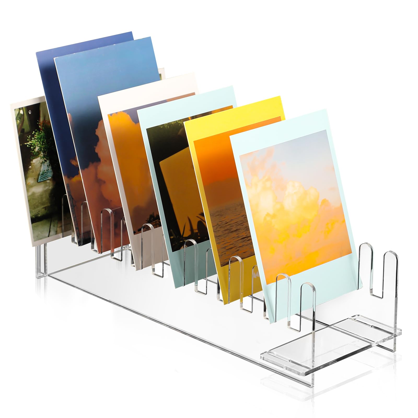 Briwooody 12 Tier Acrylic Greeting Card Display Stand Sticker Display Stand Greeting Card Organizer Greeting Card Display Rack Portable Postcard Display Stand for Retail Counter Desk Tabletop (Clear)