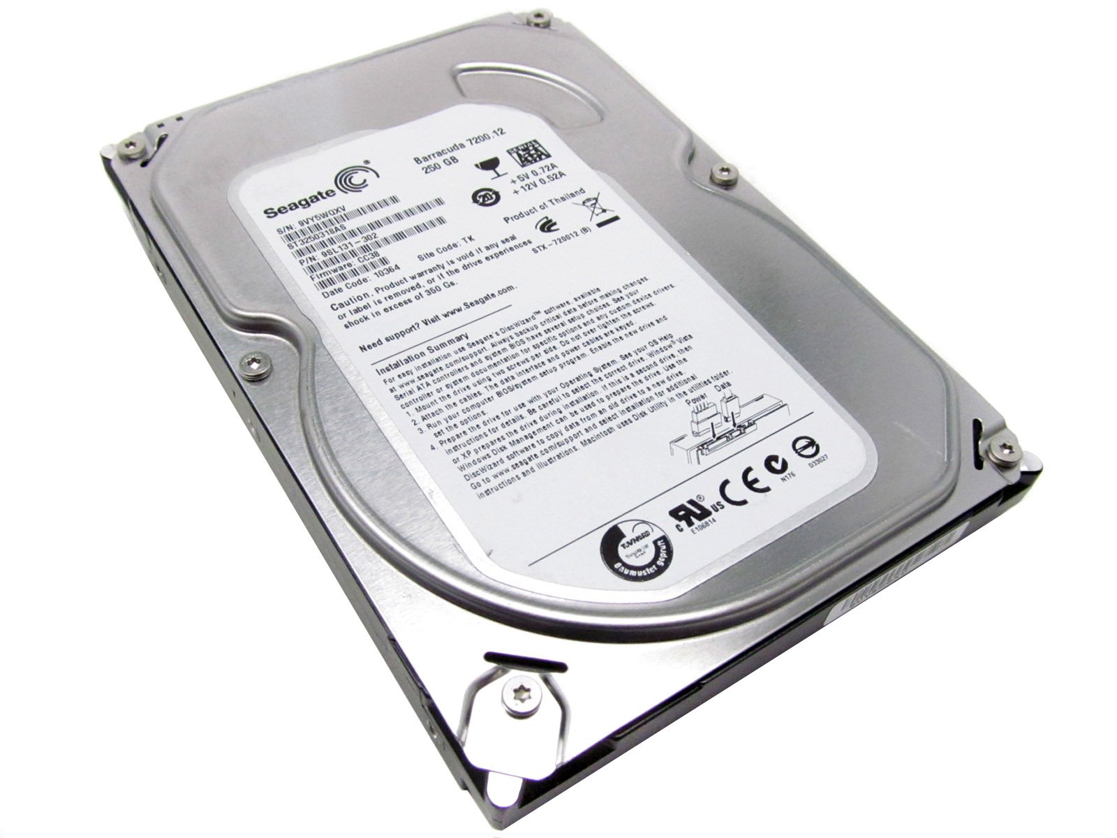 Seagate Barracuda 250 GB 7200 RPM SATA 3Gb/s 8MB Cache 3.5 Inch Internal Hard Drive ST3250318AS-Bare Drive