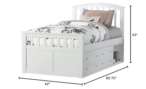 Hillsdale Furniture Hillsdale Charlie Captains Bed With One Storage Unit, Twin, White