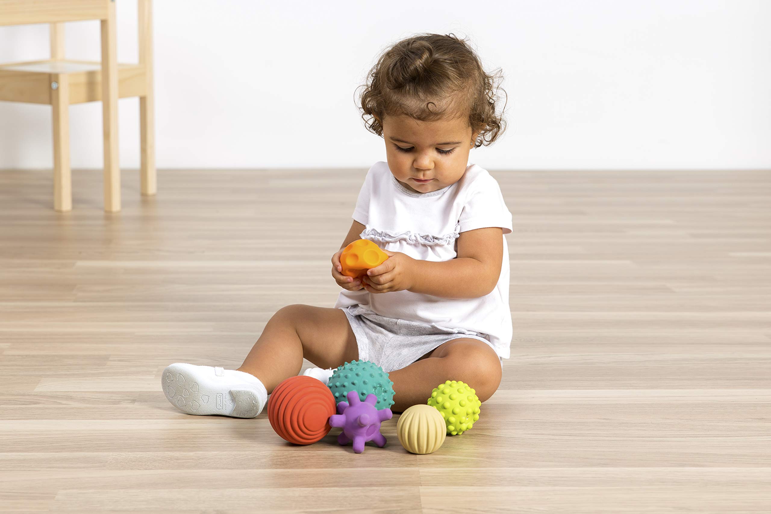 Miniland 6 Sensory Balls, Babies Birth to Toddlers Age 4, Natural Rubber Latex, Soft Teething Toys, Easy Grip Play, Textured, Colors Multi-Sensory Stimulation, Motor Skill Development