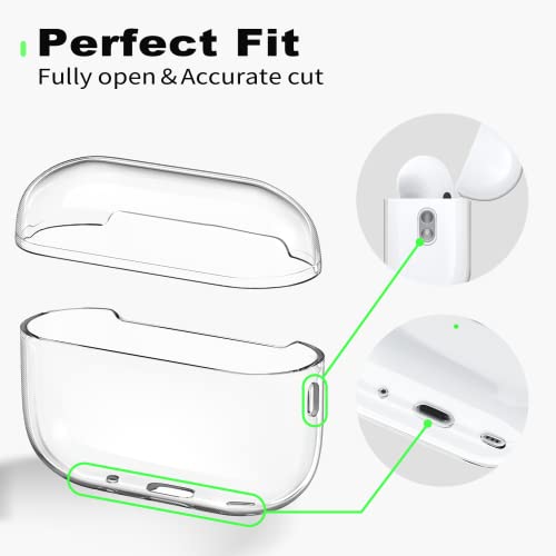 Foweroty Compatible Airpods Pro 2/1 Case Clear, Soft TPU Transparent Protective Cover for Women Men Shockproof iPods Pro 2 Case Skin for Airpods Pro 2/1 Charging Case,Clear
