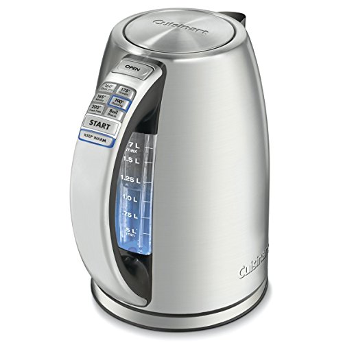 Electric Kettle by Cuisinart, 1.7-Liter Capacity, Cordless 1500-Watts for Fast Heat Up, Stay Cool Non-Slip Handle, Stainless Steel, CPK-17P1 & DBM-8 Supreme Grind Automatic Burr Mill