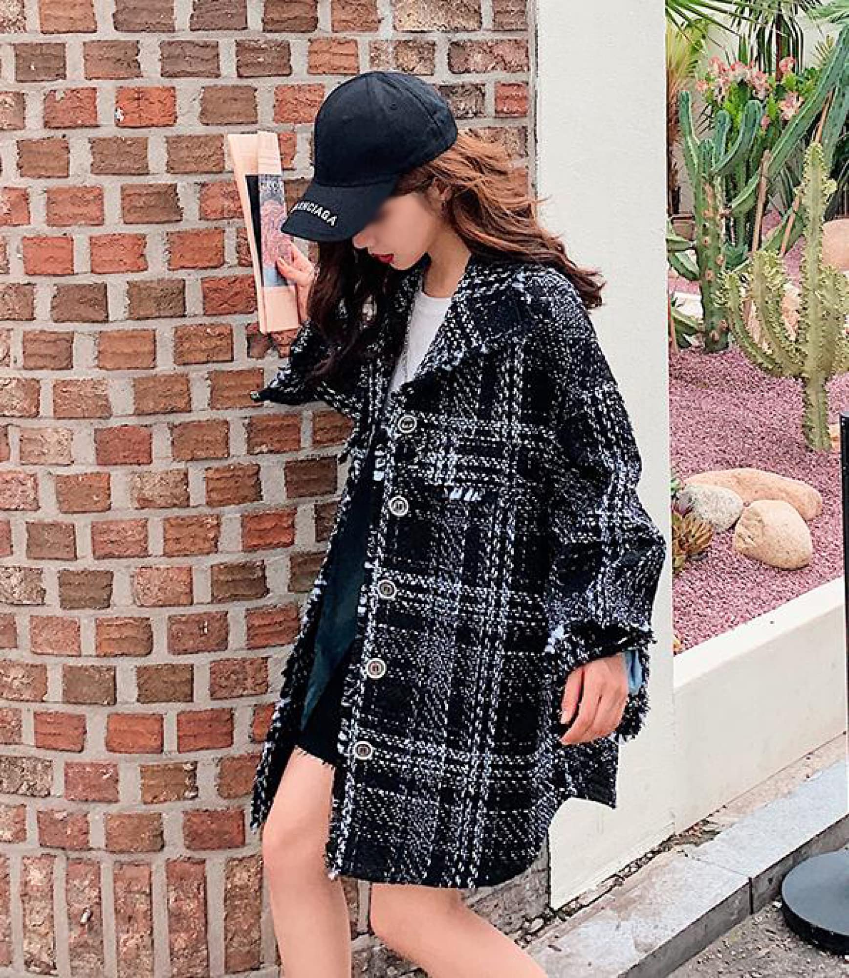 BLFYQB Autumn and Winter Small Fragrant Wind Fringed Aristocratic Temperament Shag It Short Coat Suit Jacket Fashion Wild/Black/S