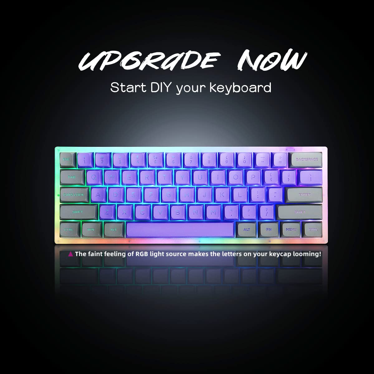 XVX PBT Keycaps, Shine Through Keycaps, XVX Profile 165 Keys Keyboard Keycaps, Double Shot Custom Keycaps for 61/64/68/84/87/100/104/108 for Cherry MX Mechanical Keyboard, Purple