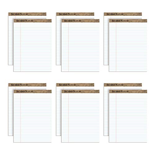 TOPS 74880 Second Nature Recycled Pads, 8 1/2 x 11 3/4, White, 50 Sheets (Pack of 12)