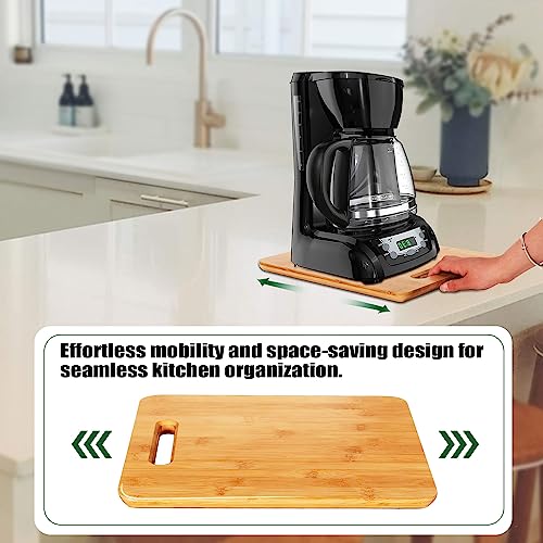 Icynay Appliance Slider Sliding Tray for Kitchen Counter-Under Cabinet Bamboo Slider for Coffee Maker, Espresso Machine, Blender, Air Fryer, Stand Mixer, Toaster 14X11.6X0.9" (11.8"Wx14.2"D)
