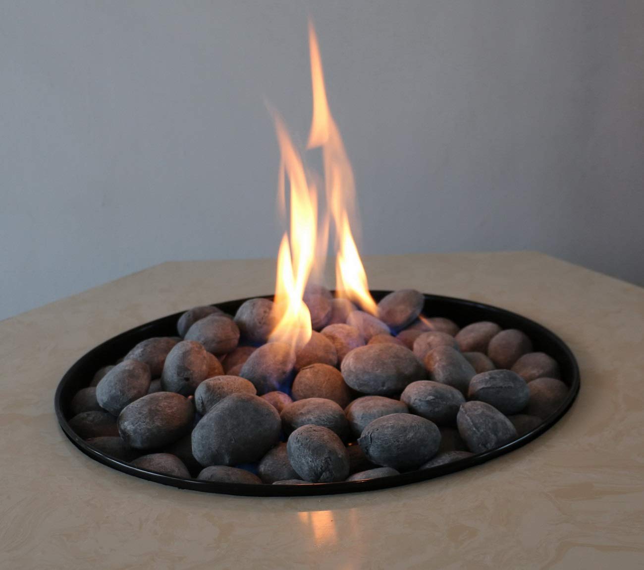 Hmleaf 24 PCS Fireplace Ceramic Pebbles for Firepits or Fireplaces or Stoves in Gray