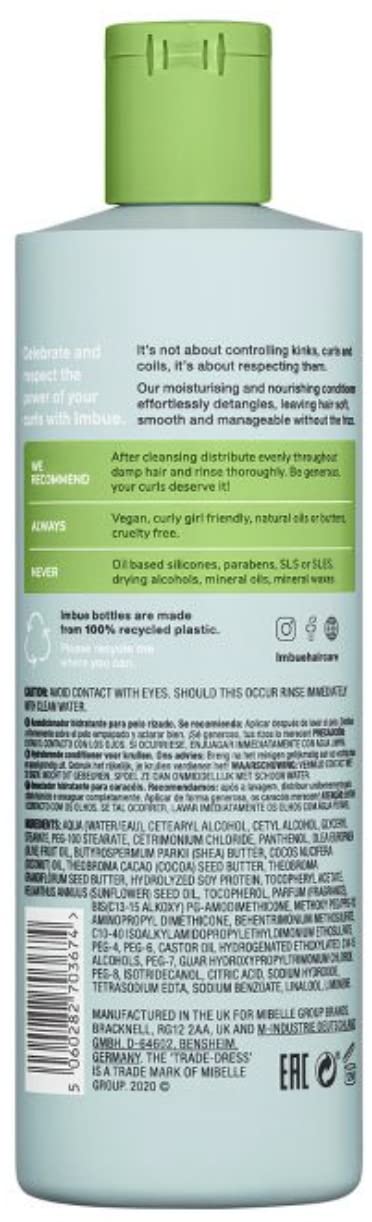 Imbue Curl Respecting Hair Conditioner 13.53 Fl Oz. Formulated with Coconut Oil, Cupuaçu Seed Butter, Olive Oil. Detangle and Nourish. (1 Pack)
