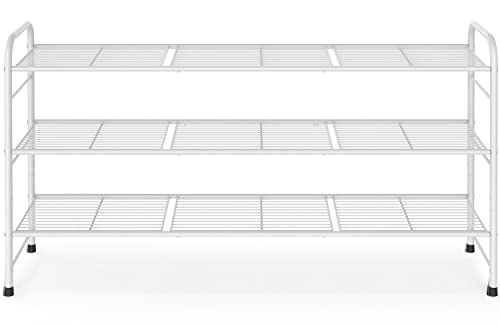 Dicasser 3-Tier Long Shoe Rack Organizer Extra Large Capacity for 24 Pairs,White