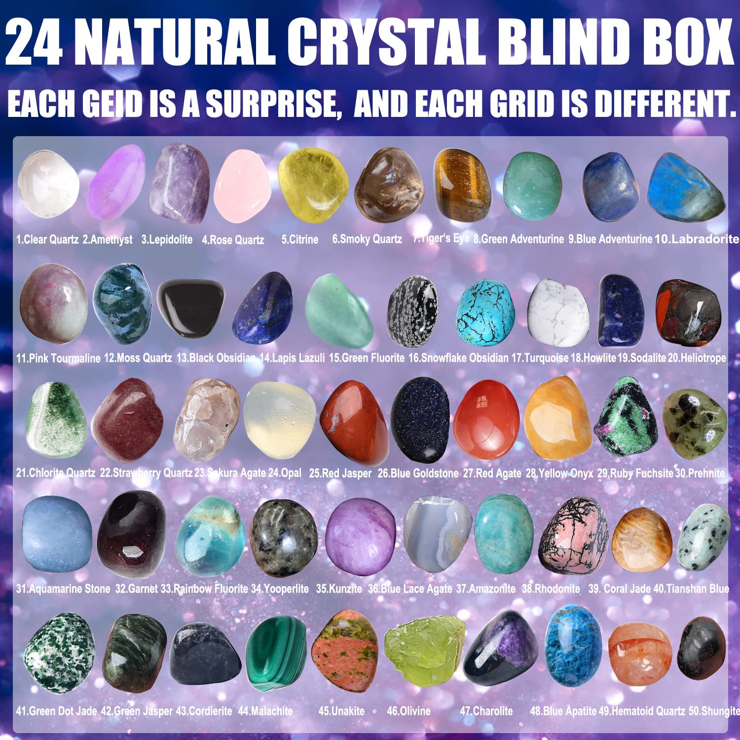 PAOSOD Healing Crystal Advent Calendar 2022 - 24 Pcs Christmas Novelty Toy Set - 2023 New Year 24 Days Countdown Board Game-Christmas Countdown Calendars for Christmas Home Garden Decoration
