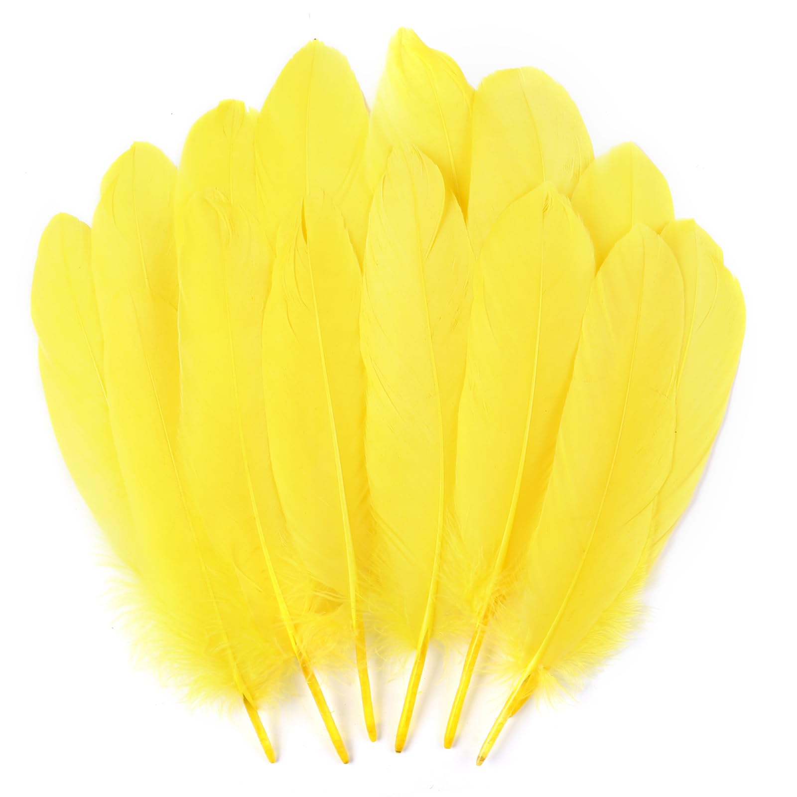 THARAHT 120pcs Yellow Goose Feathers Natural Bulk 6-8 inch 15-20cm for Crafts DIY Cosplay Wedding Party Halloween Decoration Goose Nagoire Feathers