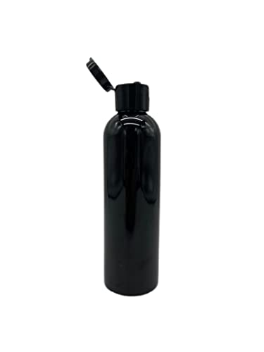 Natural Farms 4 oz Black Cosmo Plastic Bottles -12 Pack Empty Bottle Refillable - BPA Free - Essential Oils - Aromatherapy | Black Flip Top Snap Cap - Made in the USA