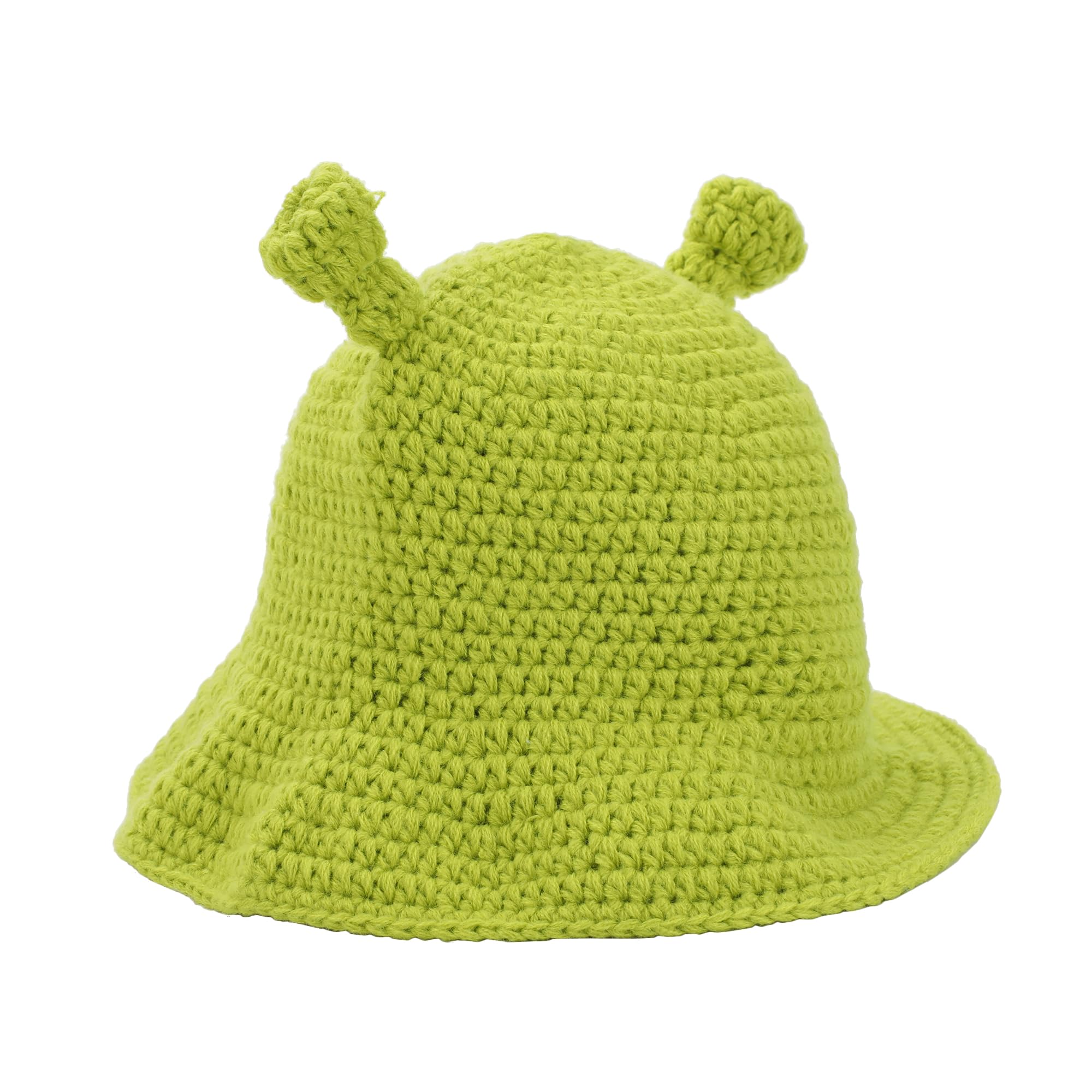 Bioworld Shrek Ogre-Inspired Green Crochet Bucket Hat with 3D Ogre Ears