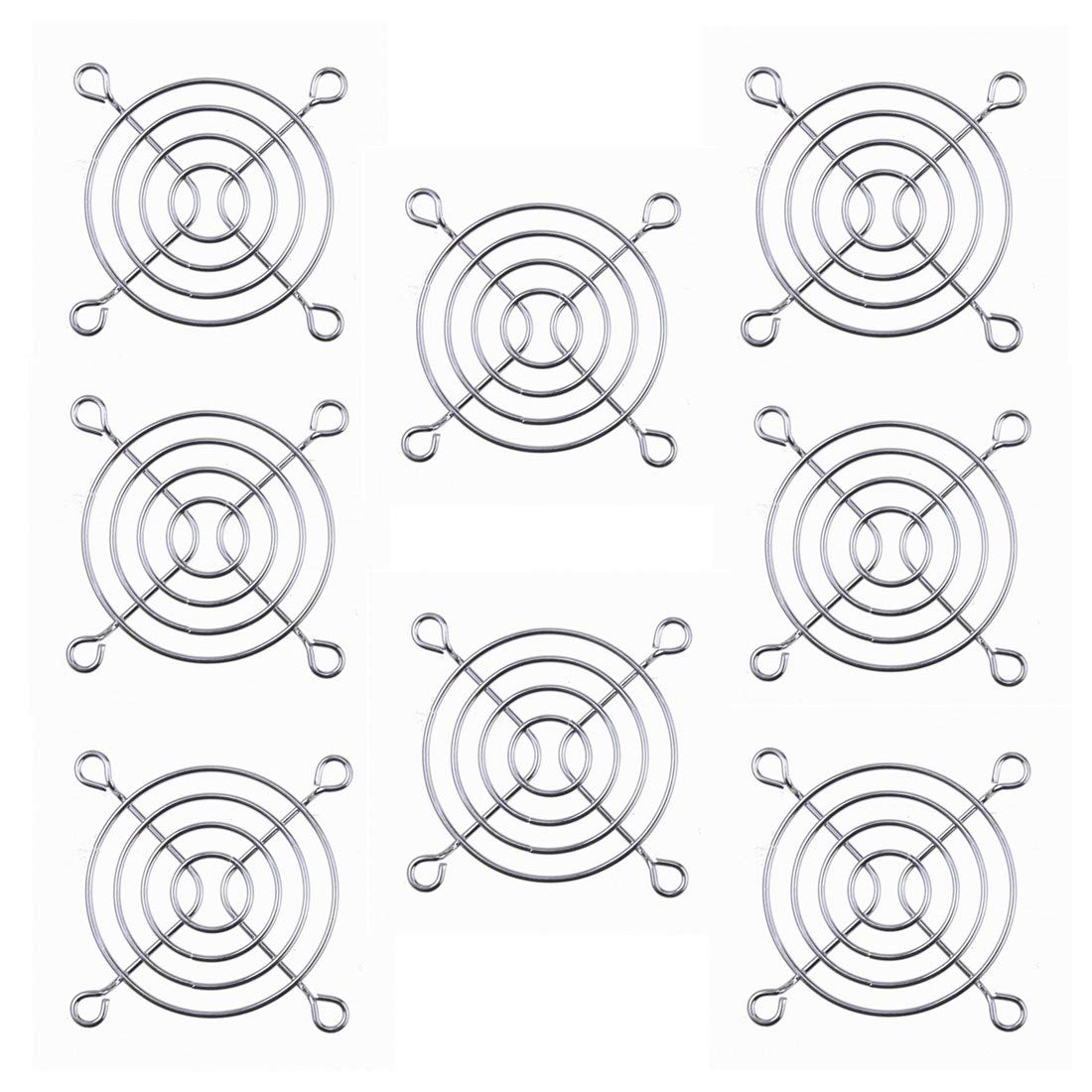 bnafes Fan Grill Metal Household Grill Protector Finger Guard for 60mm Case Fan 8pcs Silver Tone