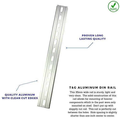 ICI T&G 2 Pieces DIN Rail Slotted Aluminum RoHS 12" Inches Long 35mm Wide 7.5mm High
