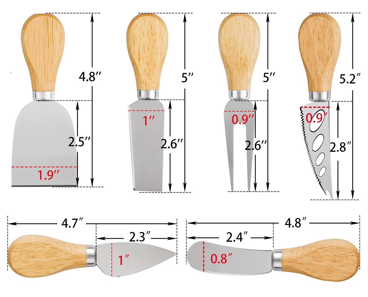 Cheese Knives Set - Cheese Knife, Cheese Spreader, Cheese Fork, Cheese Slicer, Cheese Cutter, Butter Knife – 6PCS Mini Stainless Steel Cheese Knives - Cheese Knife Set for Charcuterie Board